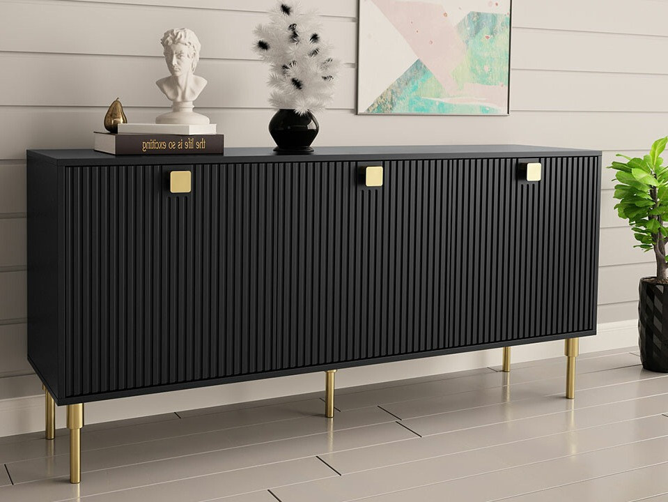 Spintelė Merced S102 (Juoda + Auksinė) - Svetainės baldai | Baldai1.lt