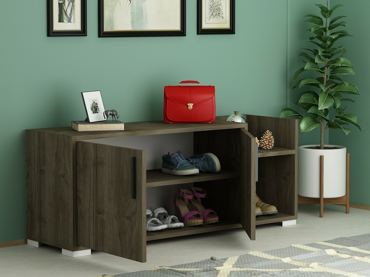 Batų dėžė Kailua 1947 (Graikinis riešutas) - Prieškambario baldai ...